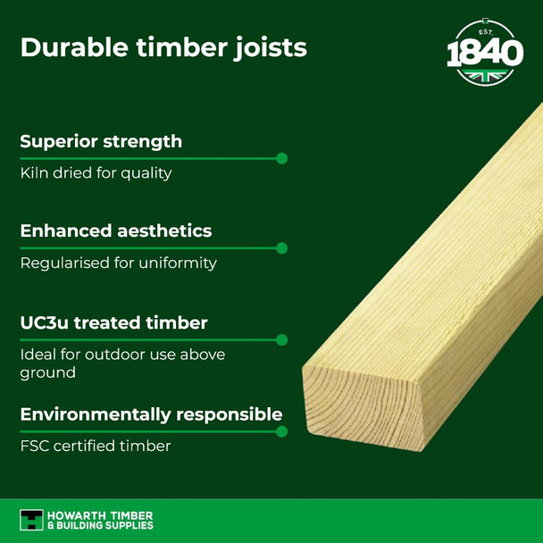 C16 Joists Kiln Dried Regularised FSC 47 x 75mm | Howarth Timber
