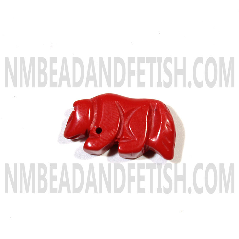 Block Coral Wolf Fetish Bead