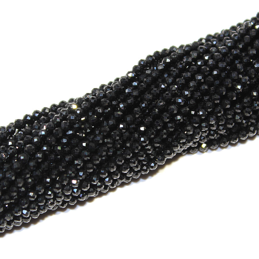 Black Spinel | Round - Faceted 2mm | Wholesale $5.50