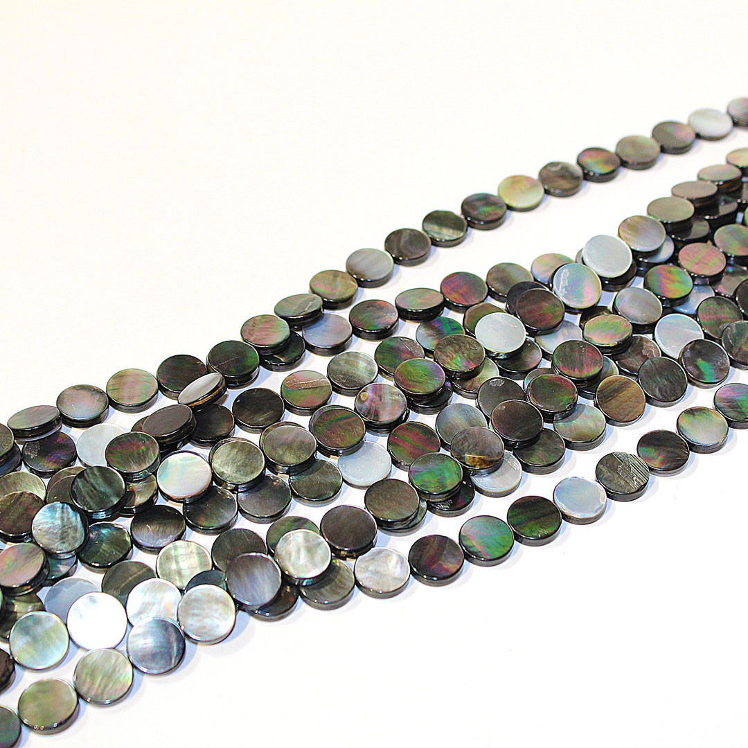 12mm Black Snail Shell Coin Bead | $20 Wholesale