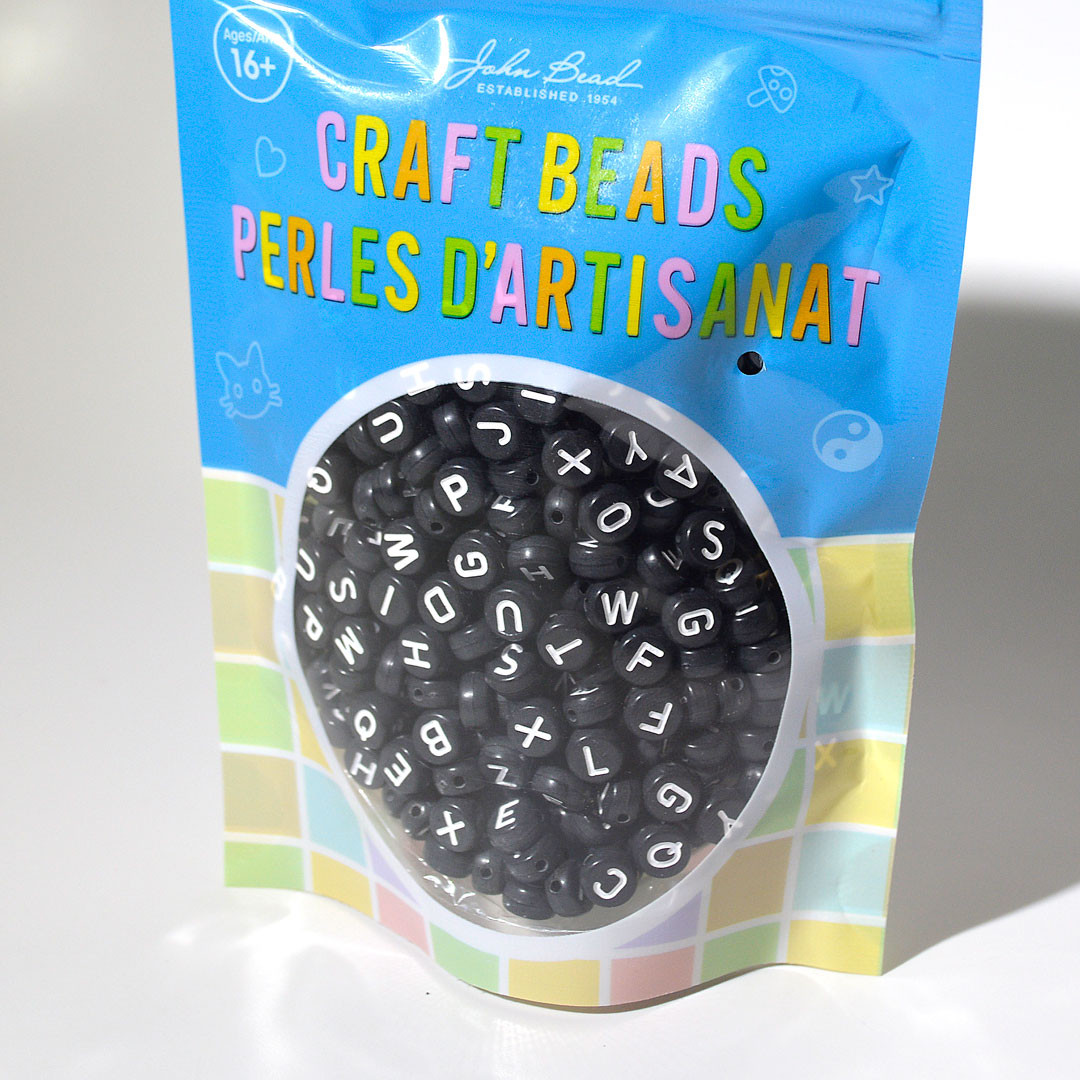Acrylic Letter bead Black and White