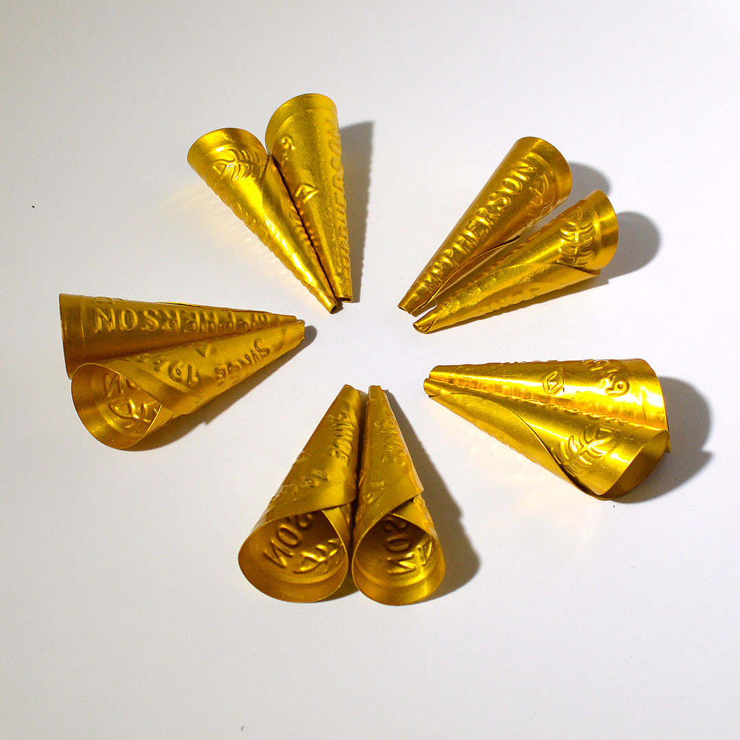 Metallic Yellow Adult Jingle Cones | 100ct pack