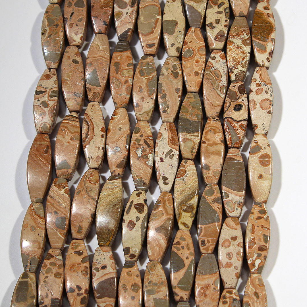 African Map Jasper Rice Beads