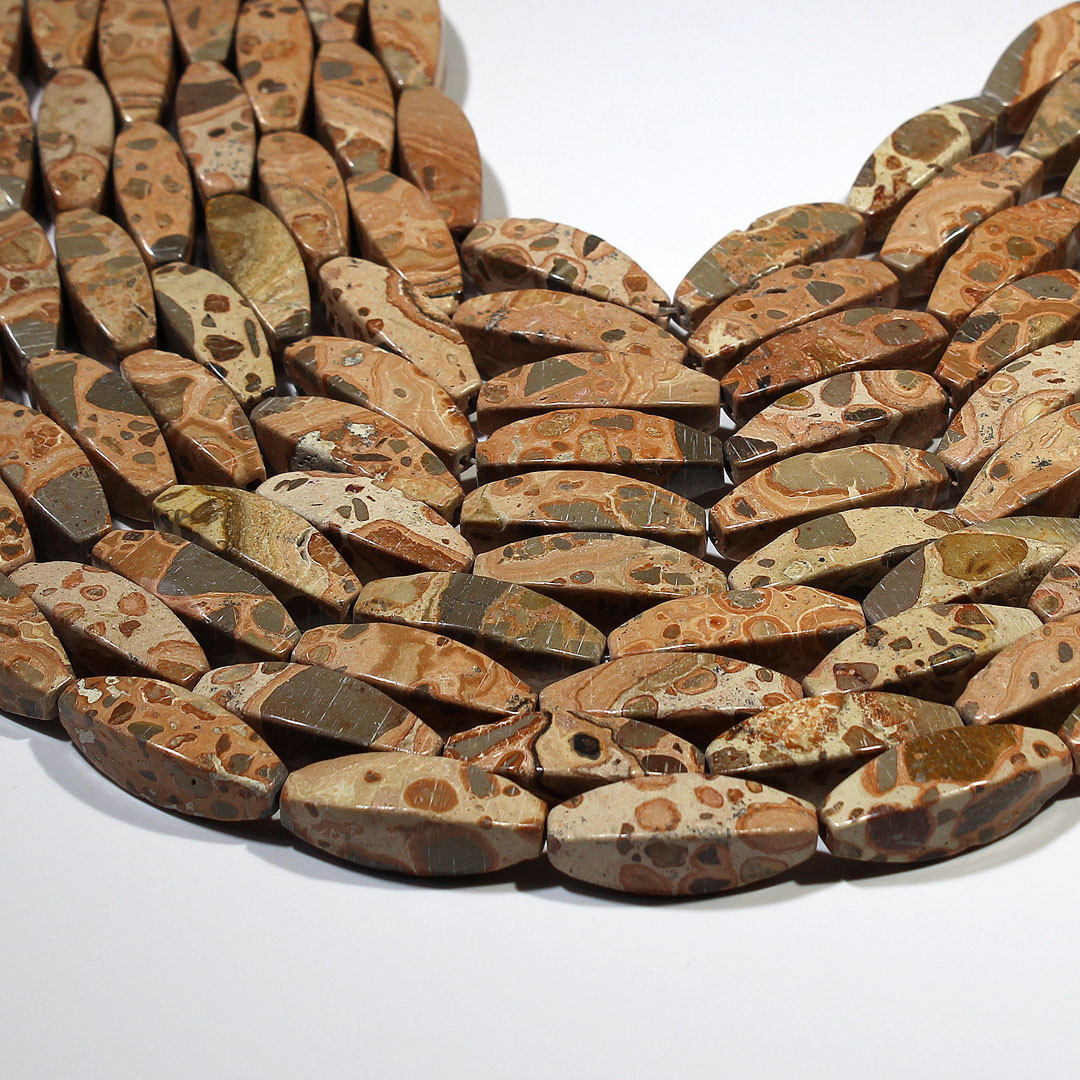 African Map Jasper Rice Beads