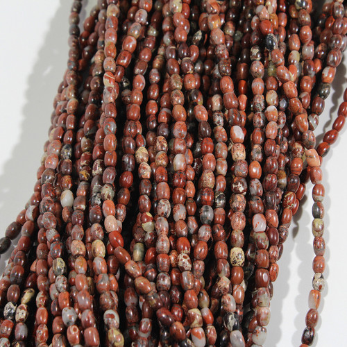 4x6mm Red Brecciated Jasper Rice