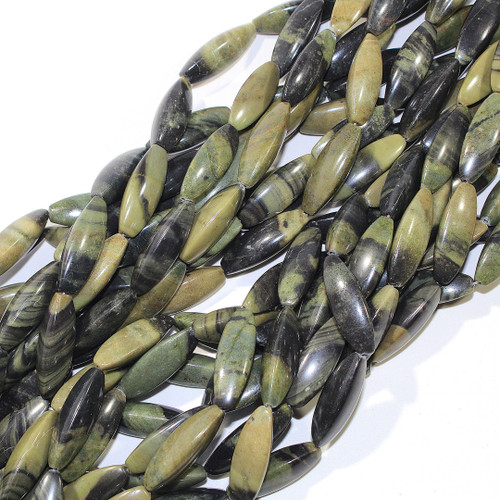 Mexican Green Jasper | 3 Sided Rice - New Mexico Bead Company