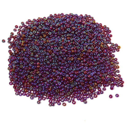 8/0 Fuchsia Iris Transparent Czech Seed Bead | 50 gram bag