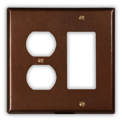 1-Rocker 1-Outlet Copper Switch Plate - Basic Copper