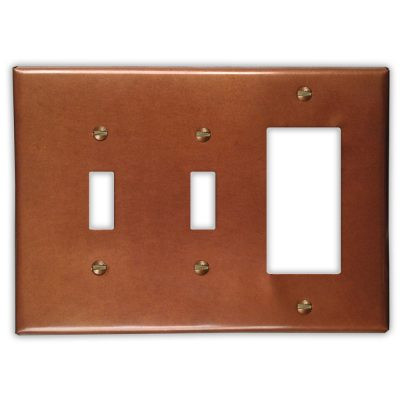 1-Toggle 1-Rocker Copper Switch Plate - Basic Copper