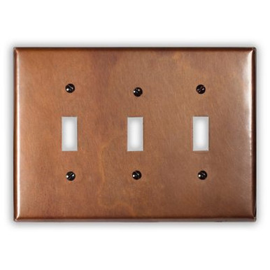 3-Toggle Copper Switch Plate - Basic Copper
