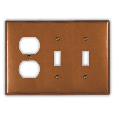 2-Toggle 1-Outlet Copper Switch Plate - Basic Copper