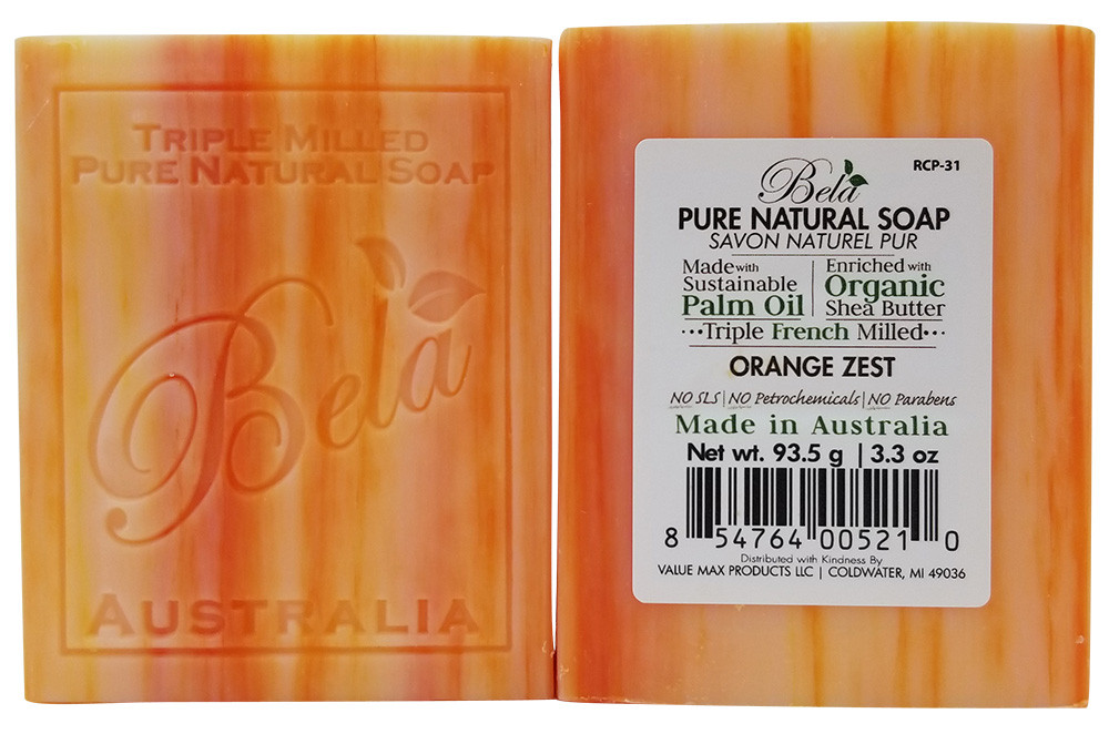 Bela Pure Natural Soap - Orange Zest - 3.3 Oz - Value Max Products