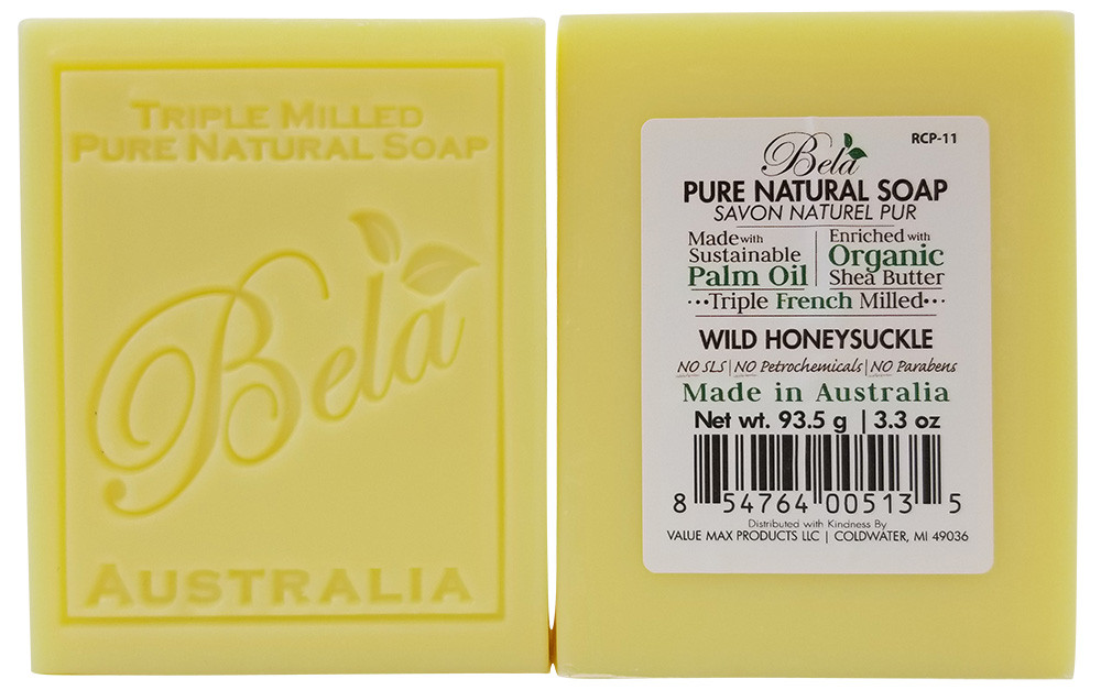 Bela Pure Natural Soap - Honeysuckle - 3.3 Oz - Value Max Products