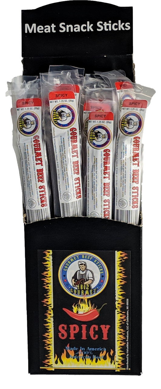 1812 Gourmet Beef Sticks, Spicy Flavor – 24 Pieces - Value Max Products