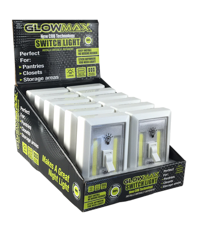GlowMax 200 Lumen COB Cordless Light Switch - Display of 12 - Value Max ...