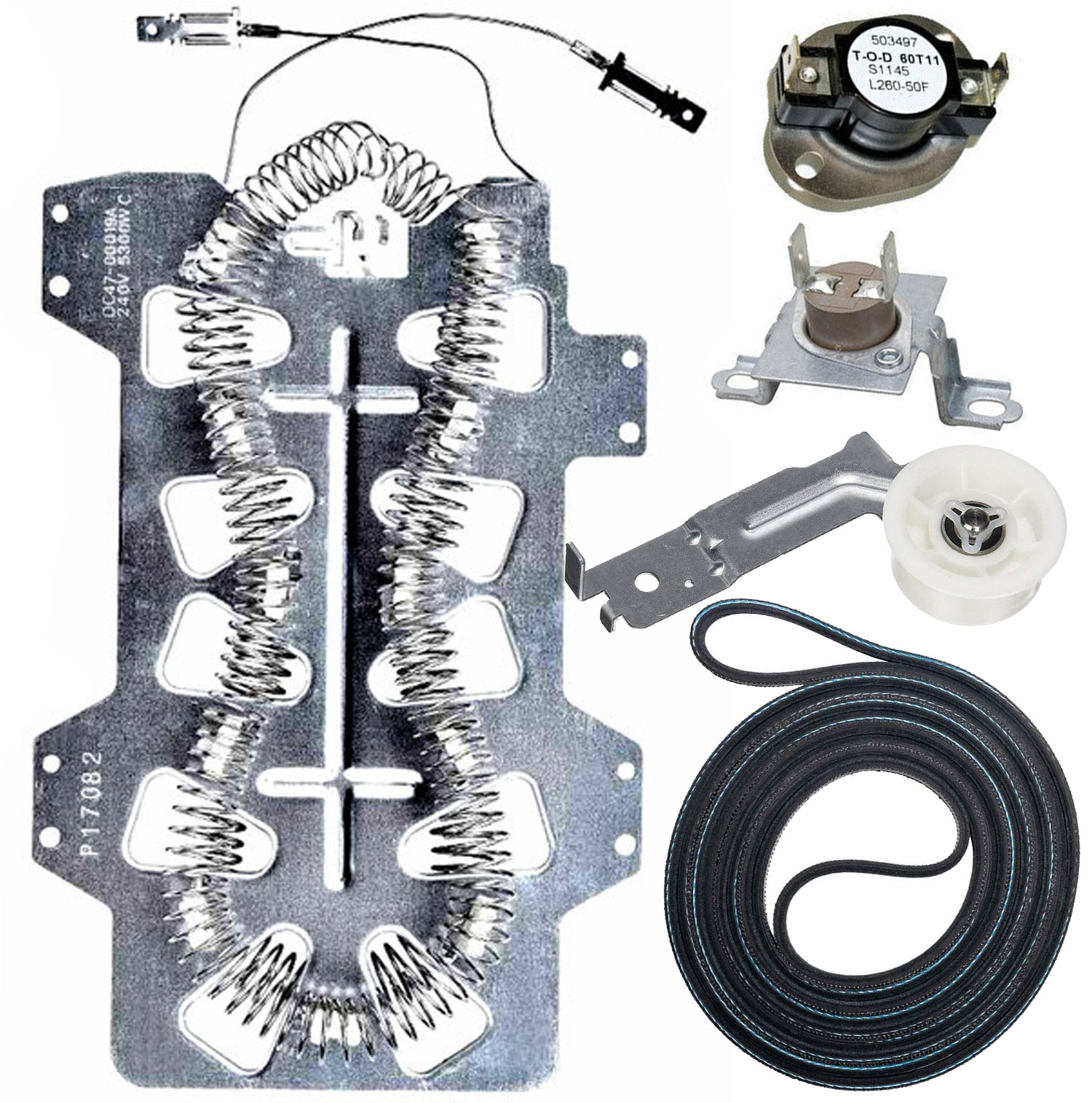 DV350AEW/XAA Samsung 240V Dryer Heater Fuses Belt Pulley Kit ...