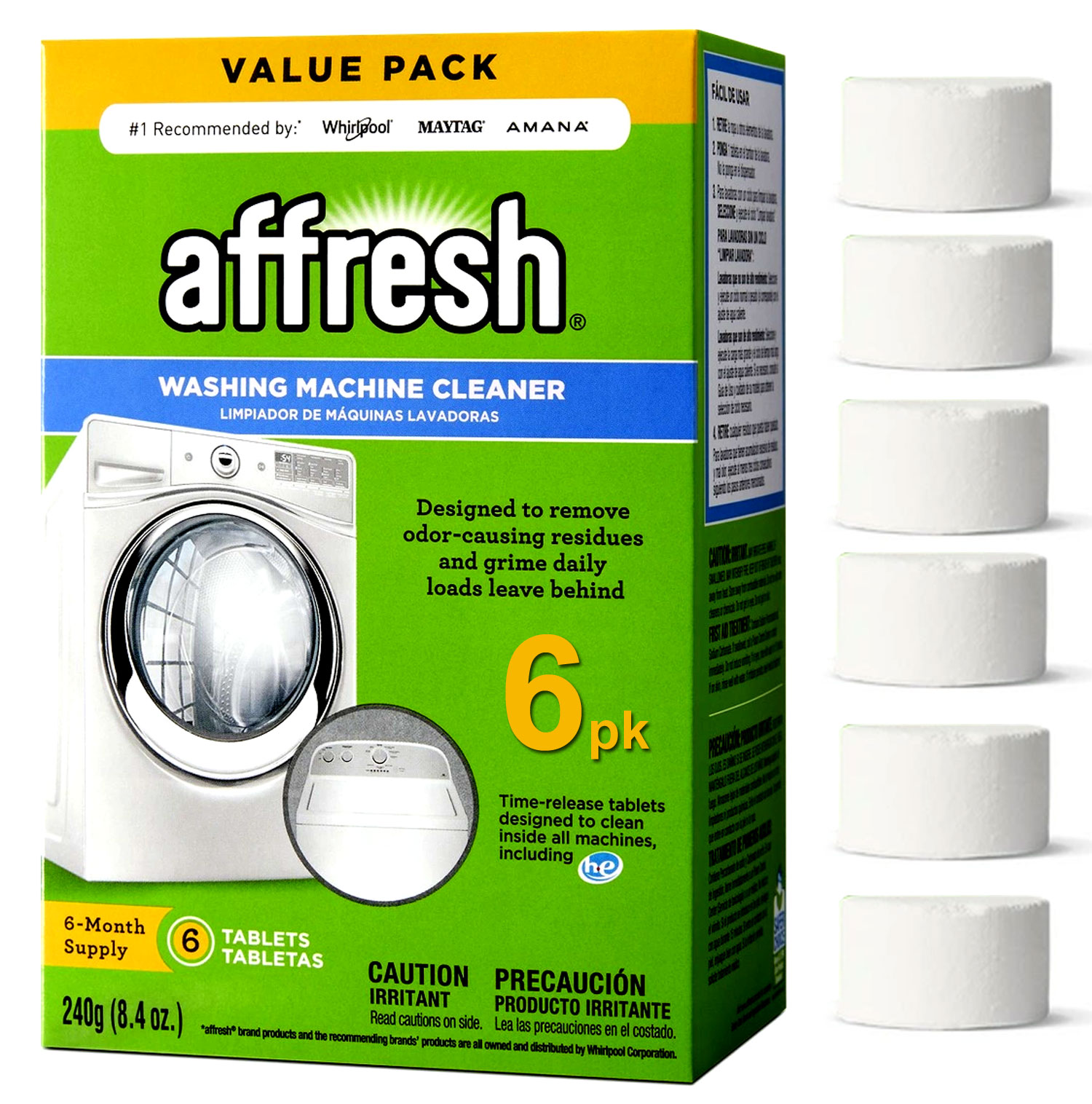 Maytag 8TMHW6630HW1 Affresh Washing Machine Cleaner Tablets (6 ...
