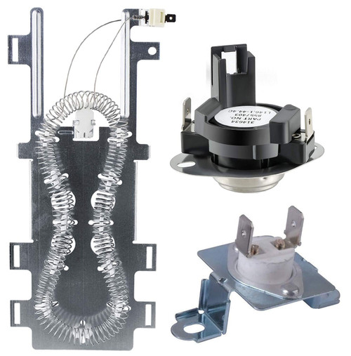 Whirlpool WED8000DW4 Dryer Heater & 3 Plug Thermostat Thermal Fuse Kit ...