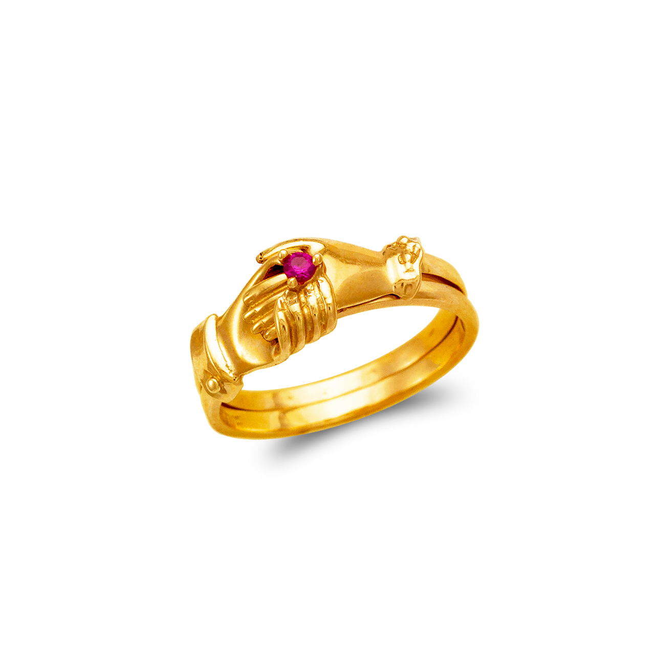 671-001B Ladies Holding Hands Design Ring - Line Gold, Inc.