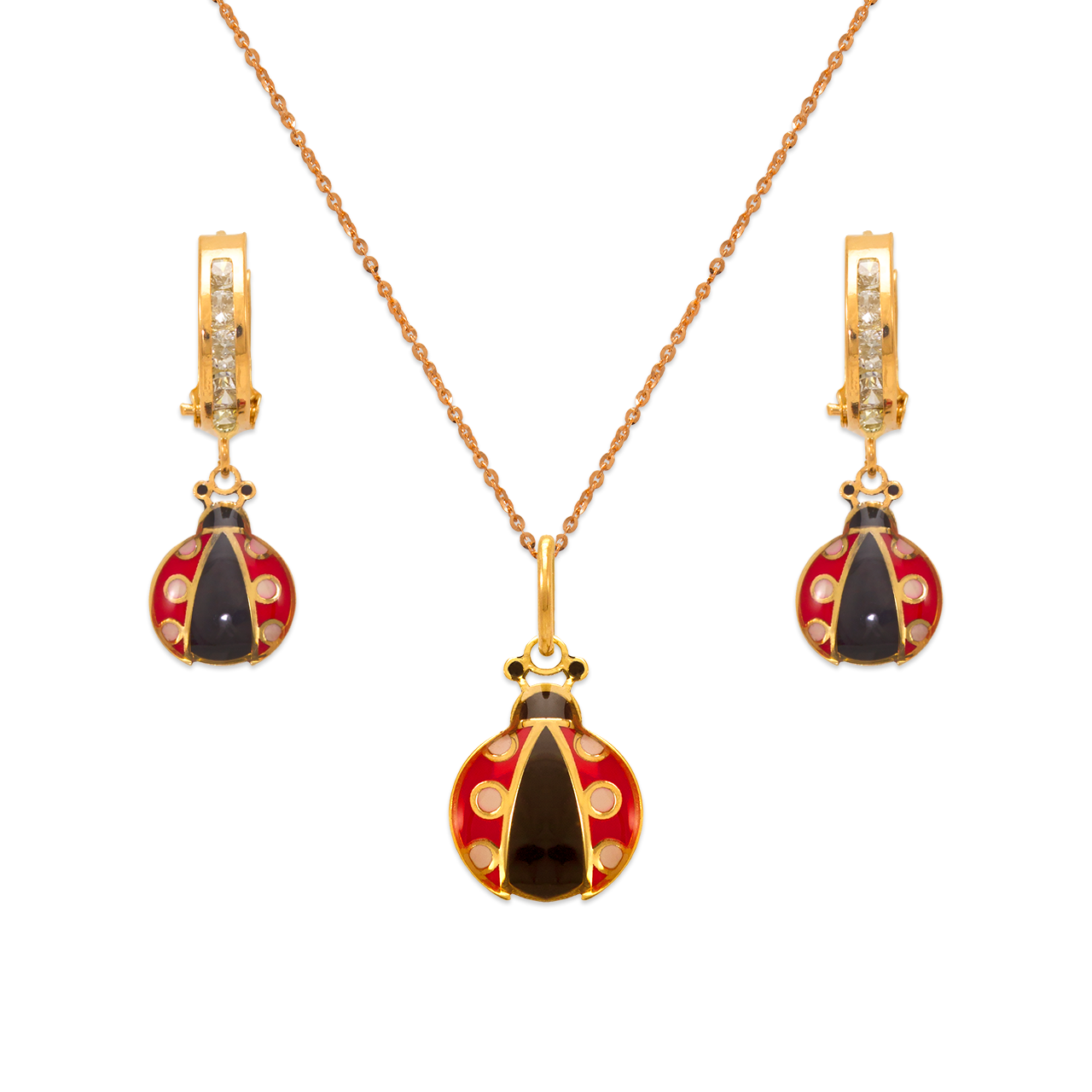 347-915S Ladybug Enamel Set - Line Gold, Inc.