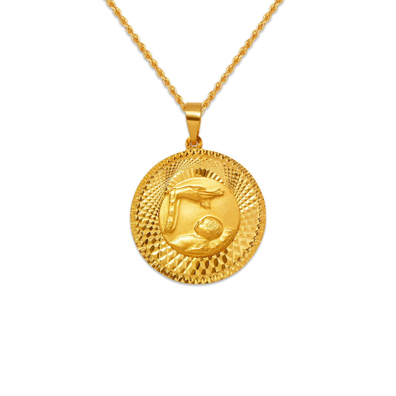 167-202-020 D/C Baptism Pendant - Line Gold, Inc.
