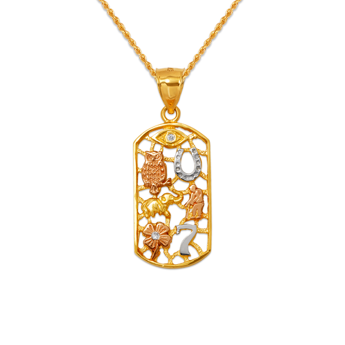 568-116 Goodluck Charm Pendant - Line Gold, Inc.