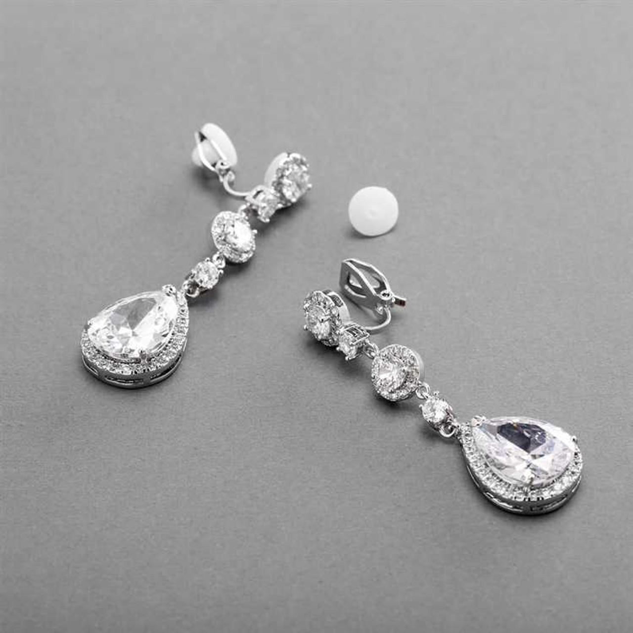 Cubic Zirconia Drop Wedding Jewelry Set in Silver ne400