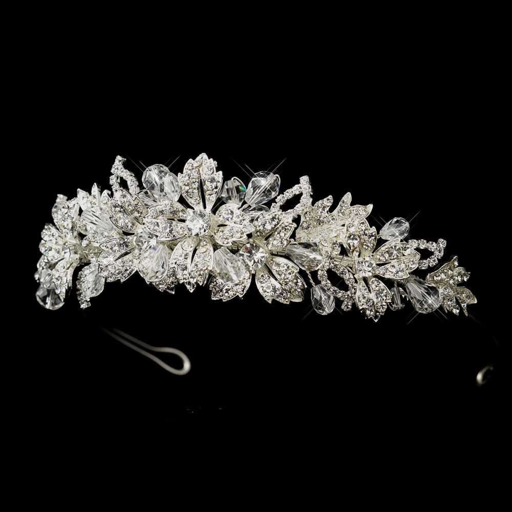 Exquisite Floral Crystal and Rhinestone Wedding Tiara