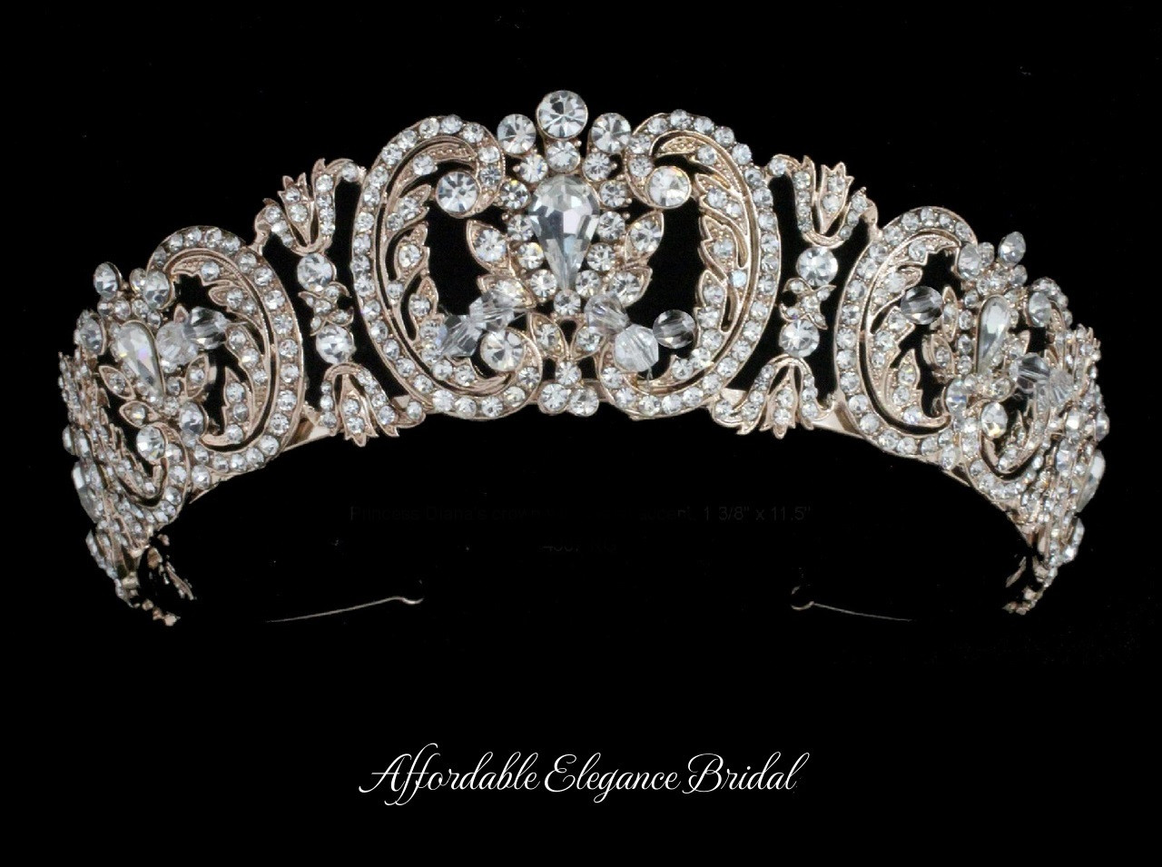 Rose Gold Crystal and Rhinestone Wedding Tiara