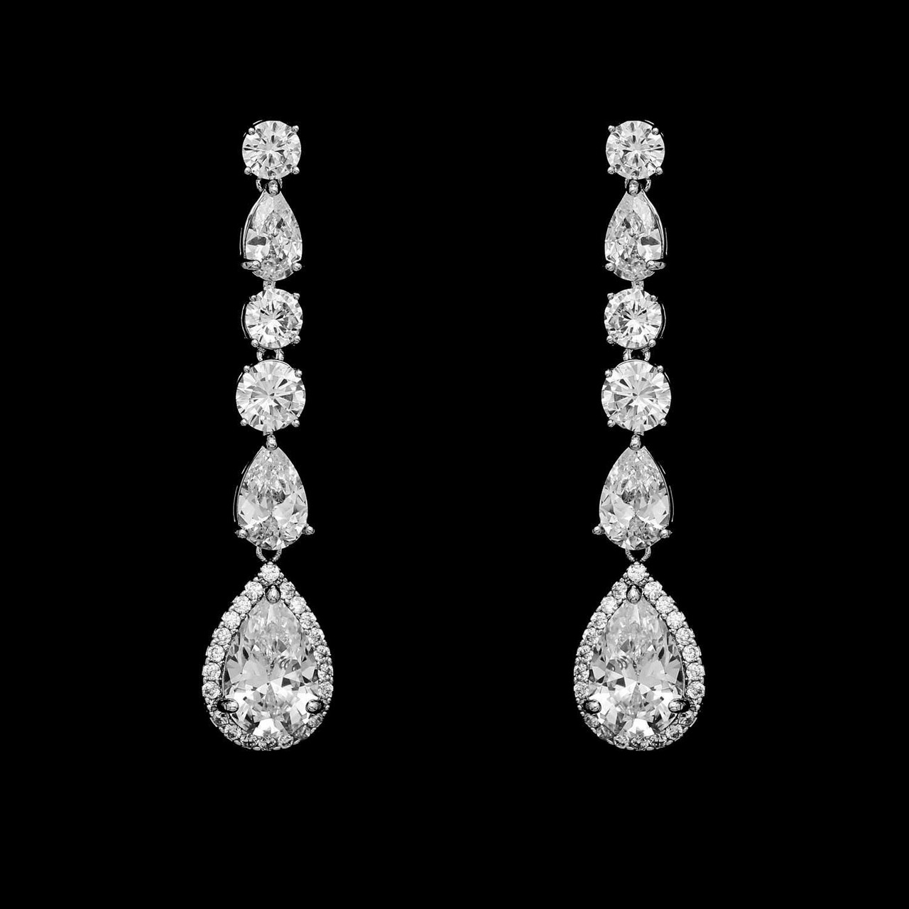 CZ Drop Wedding Earrings in Silver or Gold e73351