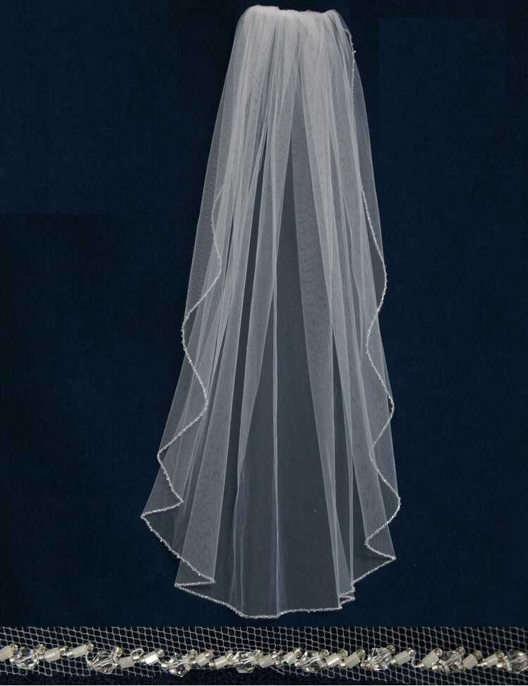 Frosted Bugle Bead Fingertip or Cathedral Wedding Veil