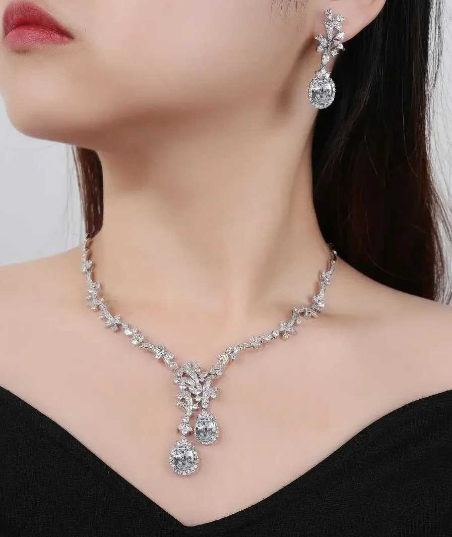 Fabulous CZ Double Drop Wedding Jewelry Set