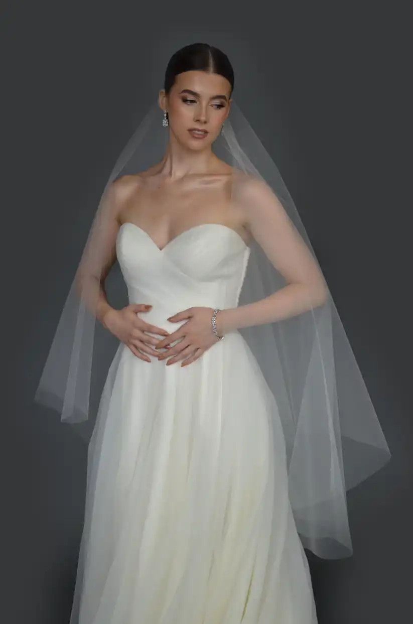 Two Layer Plain Cut Edge Wedding Veil Ansonia Bridal V629