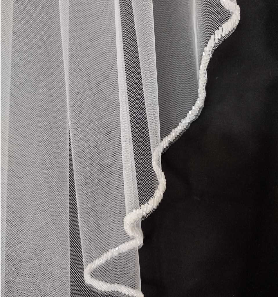 Frosted Bugle Bead Regal Cathedral Wedding Veil -Extra Wide