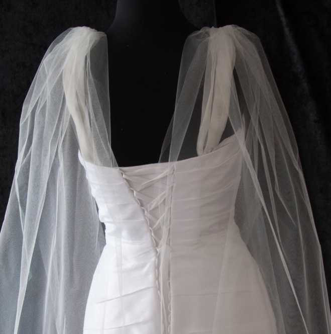 Cathedral Wedding Veil Cape with Cut Edge