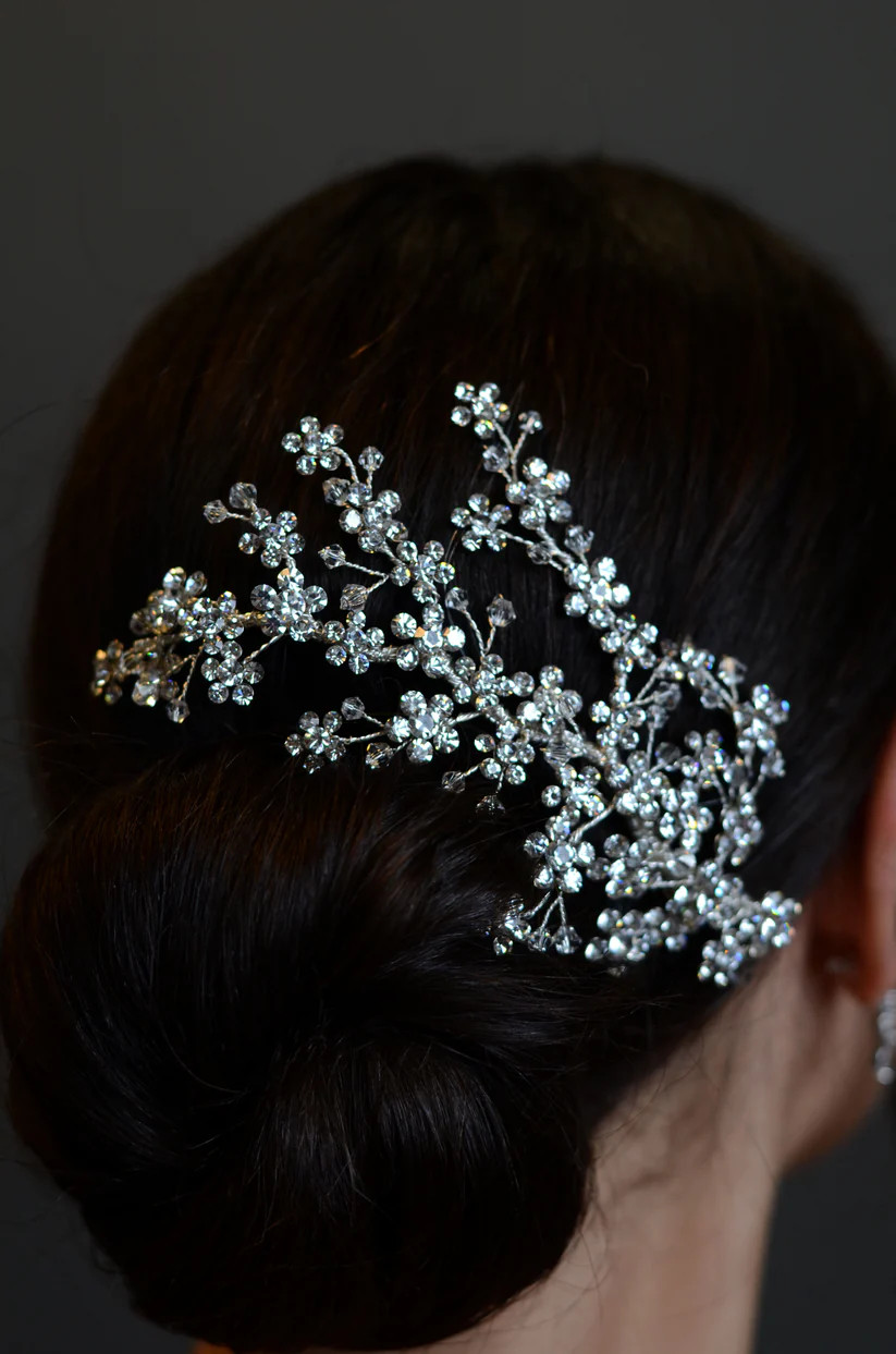 Crystal and Rhinestone Floral Wedding Hair Clip Ansonia 5202