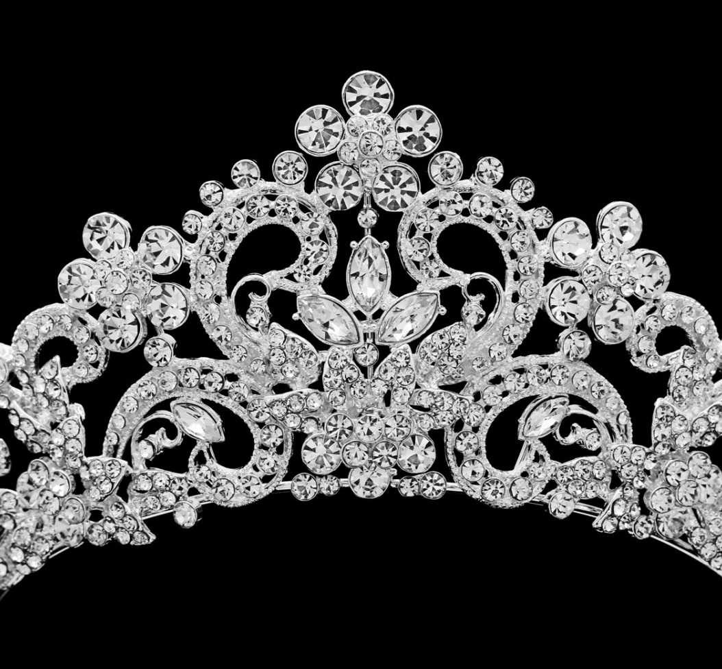 Regal Floral Scroll Rhinestone Bridal and Quinceanera Tiara