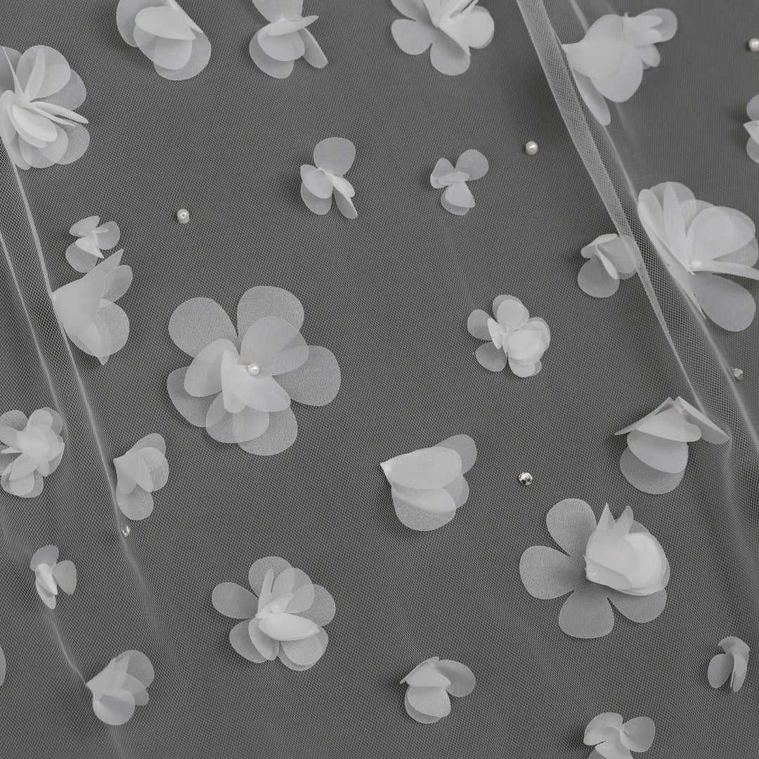 3D Organza Flower Extra Wide Royal Cathedral Wedding Veil