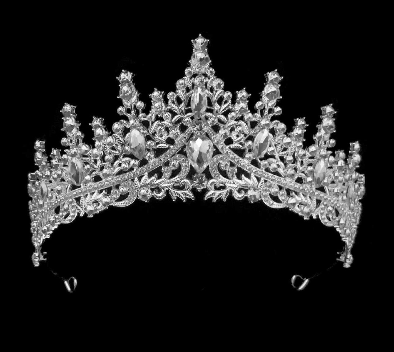 Regal Silver Rhinestone Bridal and Quinceanera Tiara Crown