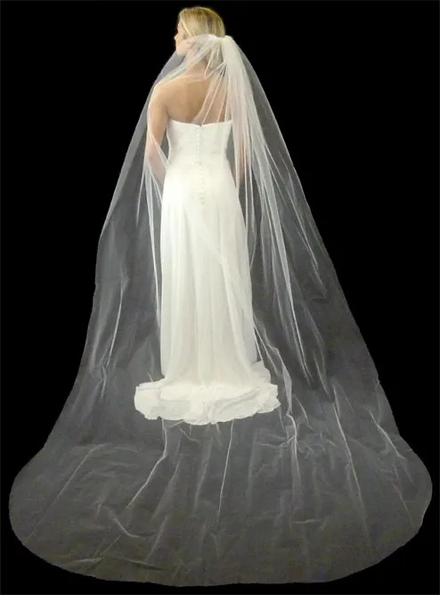 Cathedral Wedding Veil Extra Wide with Plain Cut Edge