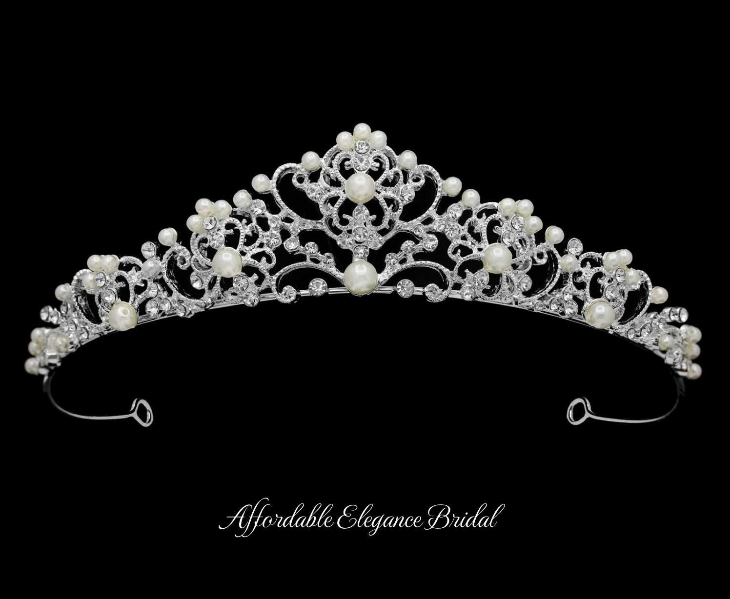 Dainty Pearl and Rhinestone Wedding Tiara