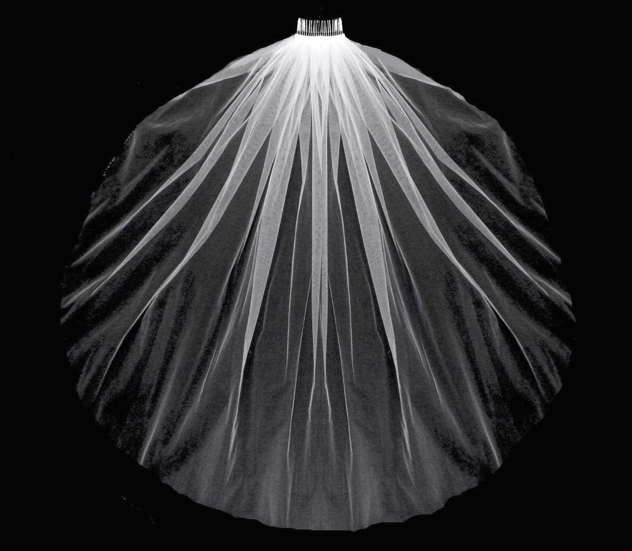 36" Cut Edge Fingertip Length Blusher Wedding Veil