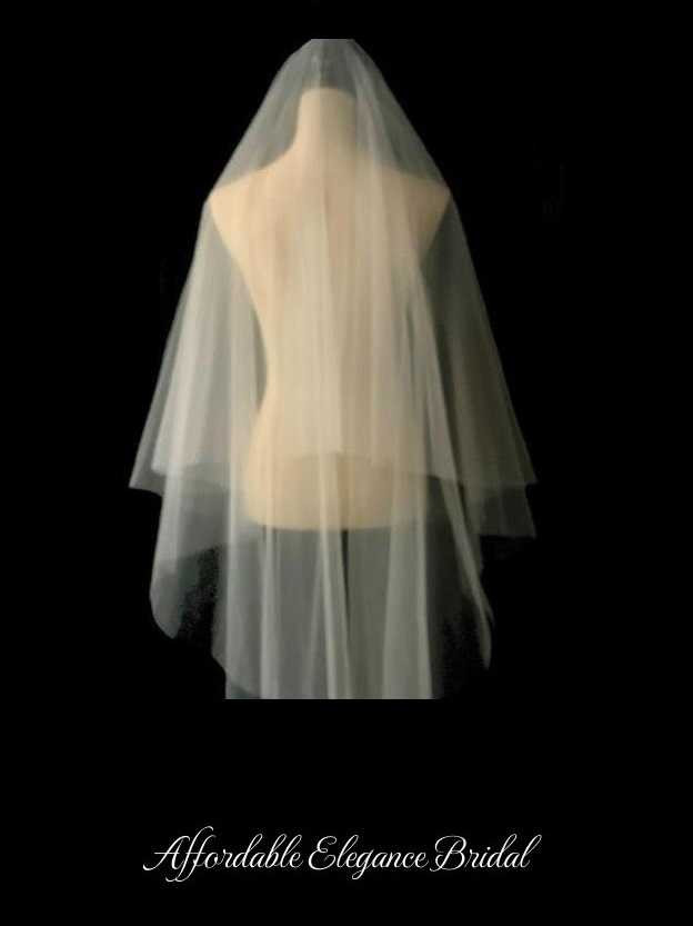 Two Layer Plain Cut Edge Drop Style Cathedral Wedding Veil