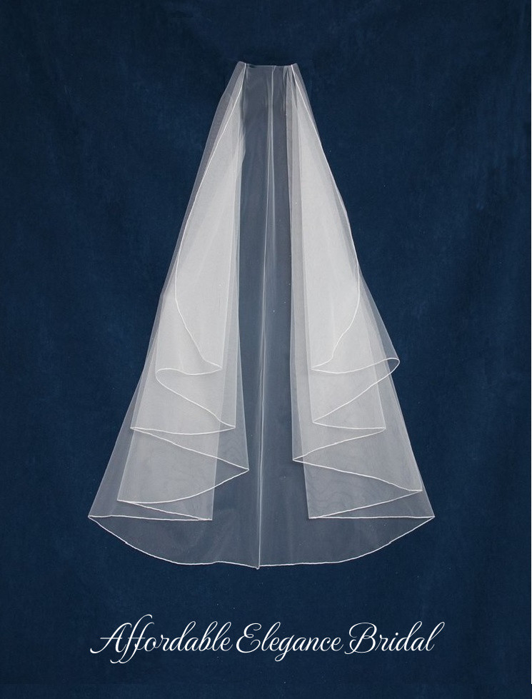 Waterfall Cascade Cut Knee Length Wedding Veil V6892