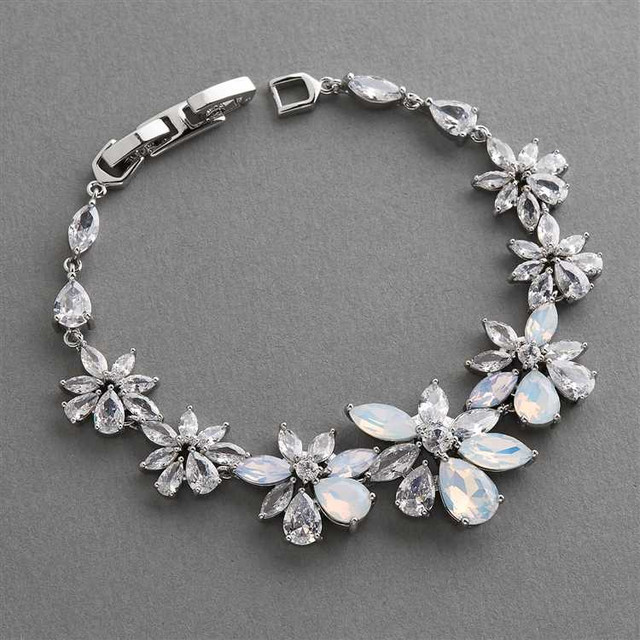 CZ and Opal Crystal Wedding and Formal Bracelet