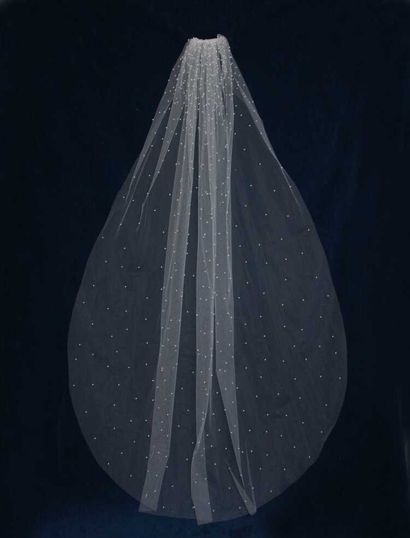 Pearl Scatter Cathedral Wedding Veil Wide Width C555