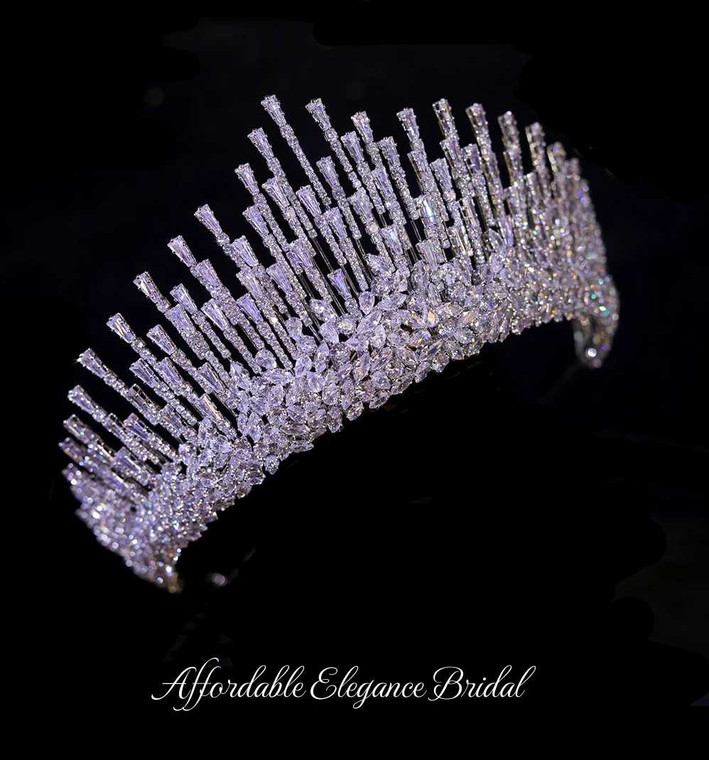 3" CZ Wedding and Quince Tiara in Silver, Gold or Rose Gold