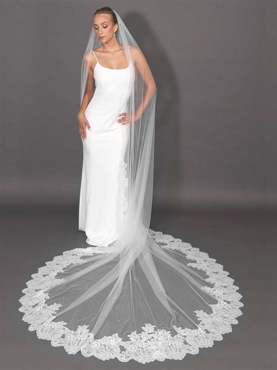 Lace Extra Wide Soft Tulle Royal Cathedral Wedding Veil