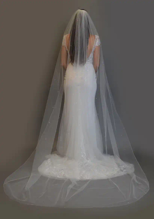 Royal or Regal Cathedral Wedding Veil with Crystal Scatter