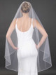 Frosted and Clear Bugle Bead Beaded Knee Length Wedding Veil